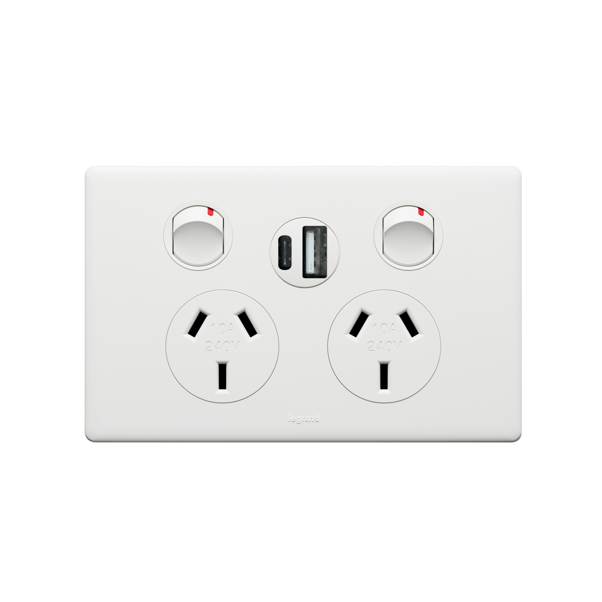Excel Life 10A Double Powerpoint with Integrated USB Type A+C Chargers ...