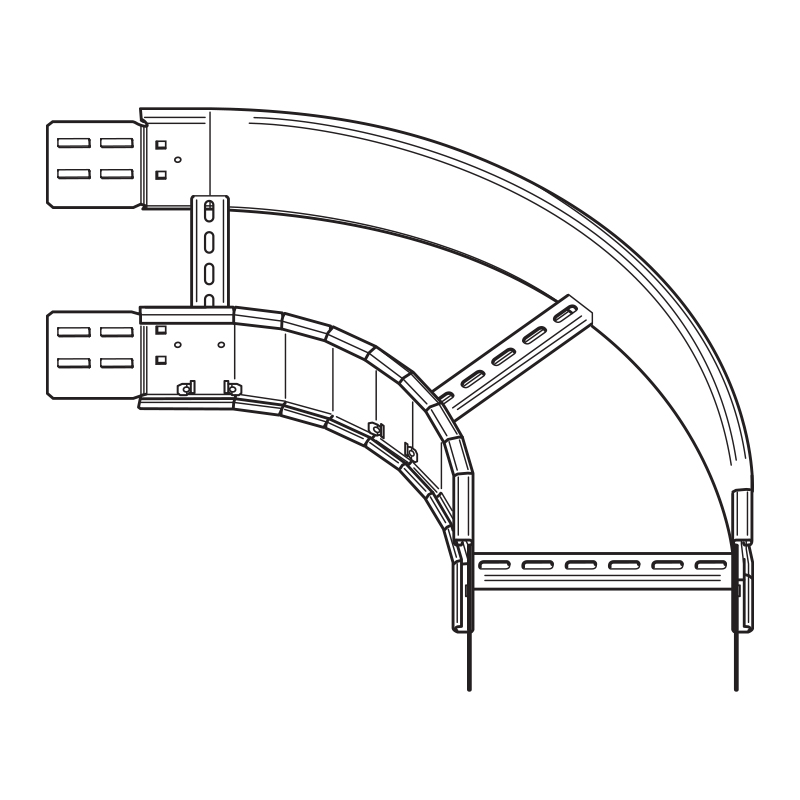 Swifts Extra Heavy Duty Pre-Galvanised Steel Cable Ladder 90° 300mm Radius Flat Bend 300mm x ...