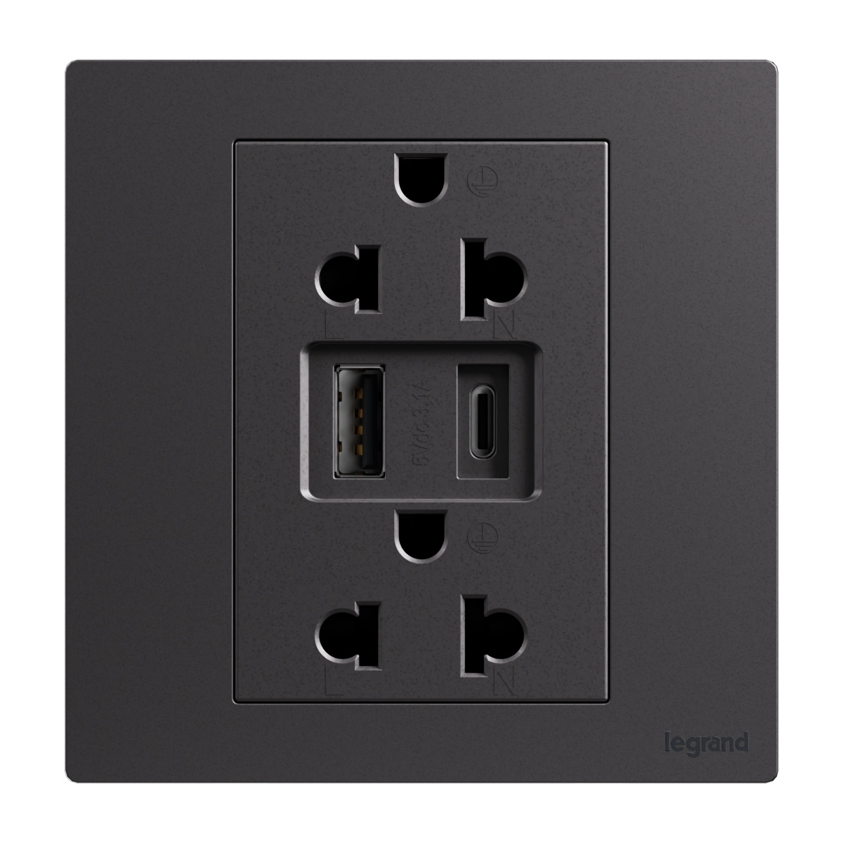 Galion Up - 1G EU-US 16A 2P+E USB A+C 3A dark silver - 48W USB output ...