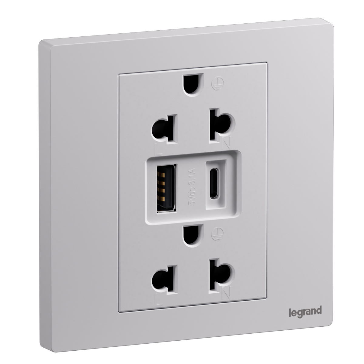Galion Up - 1G EU-US 16A 2P+E USB A+C 3A matt white - 48W USB output ...