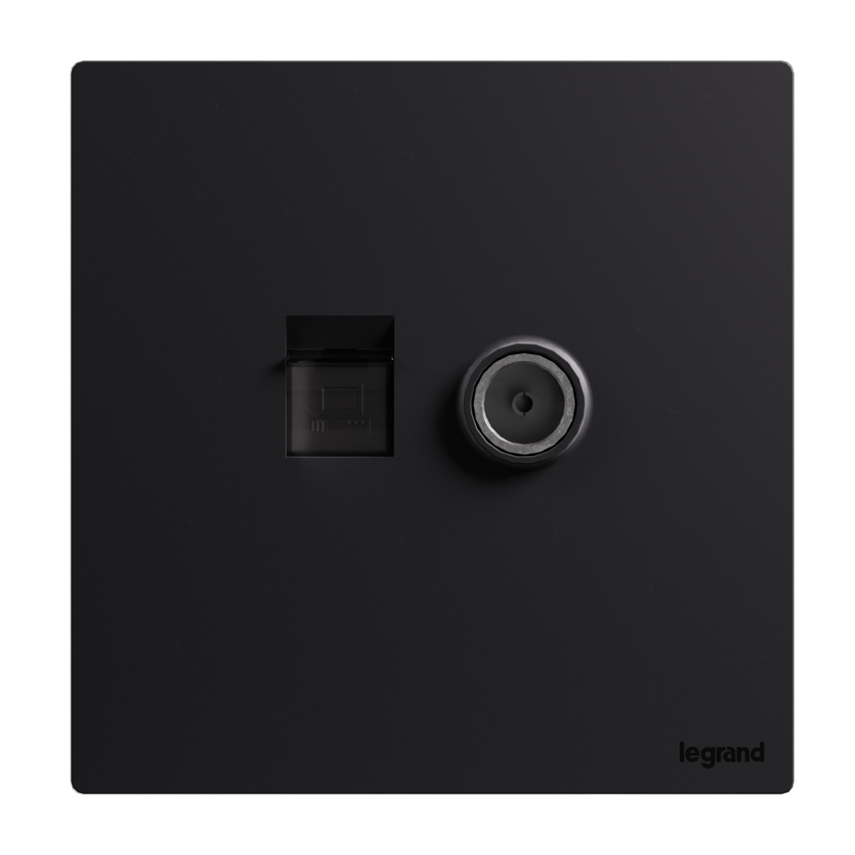 TV F+RJ45 CAT6 A UTP socket matt black - Dual connector - Snap ...
