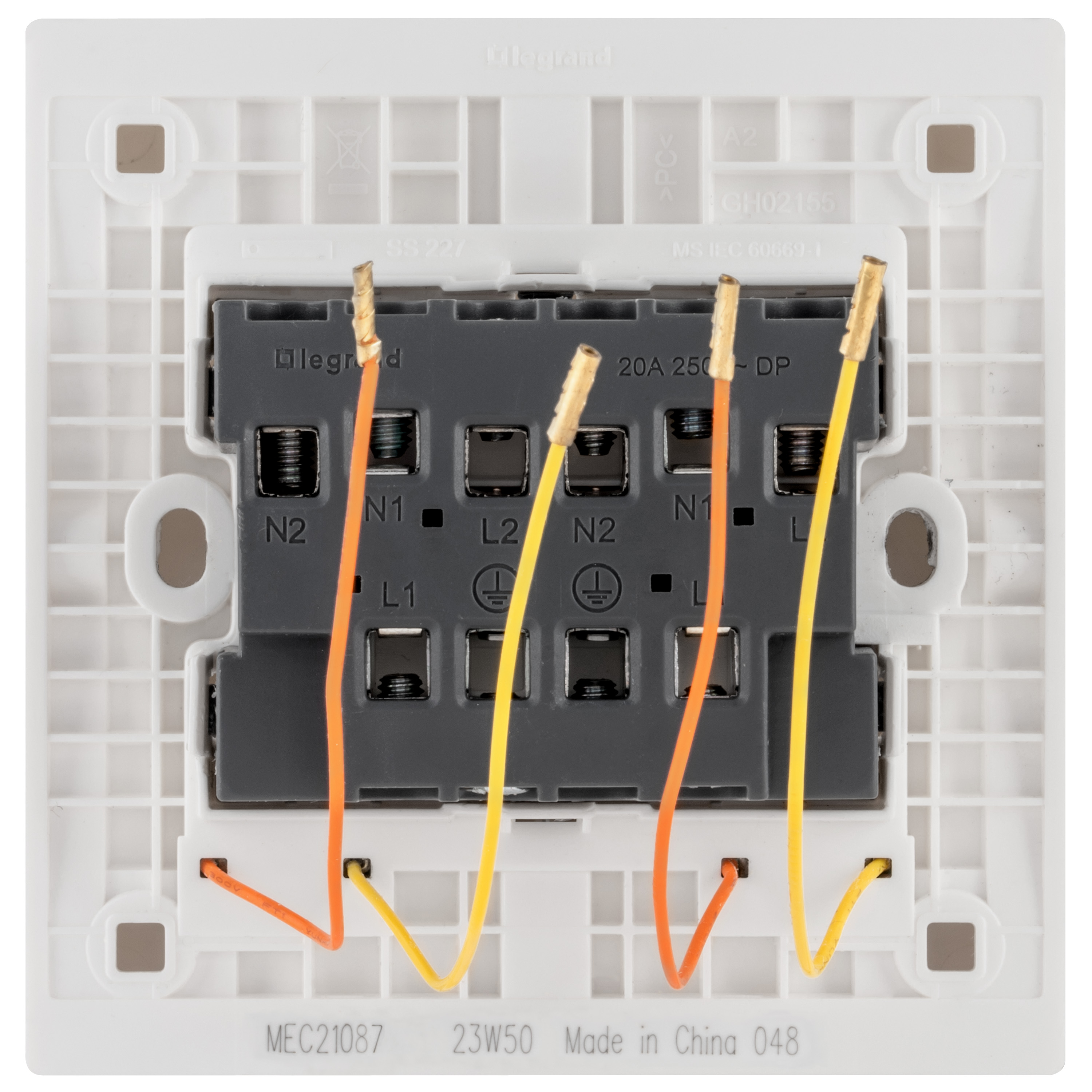 Obria 2 gang 1W 20A Dp Switch + Neon + Earth - Matt Black | MEC21087BL ...