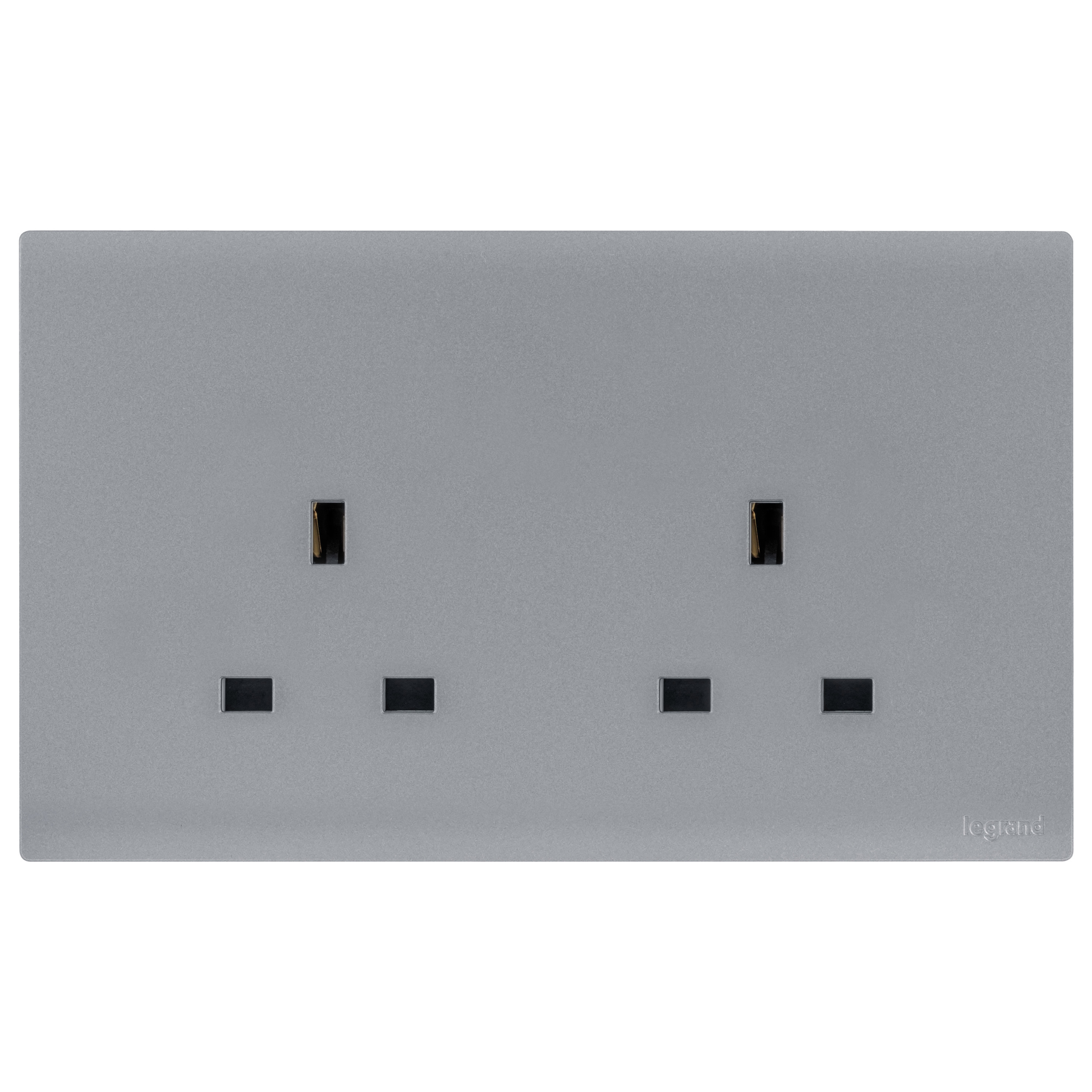 Obria 2 gang BS 13A Unswitched Socket - Dark Silver | MEC31033SL ...