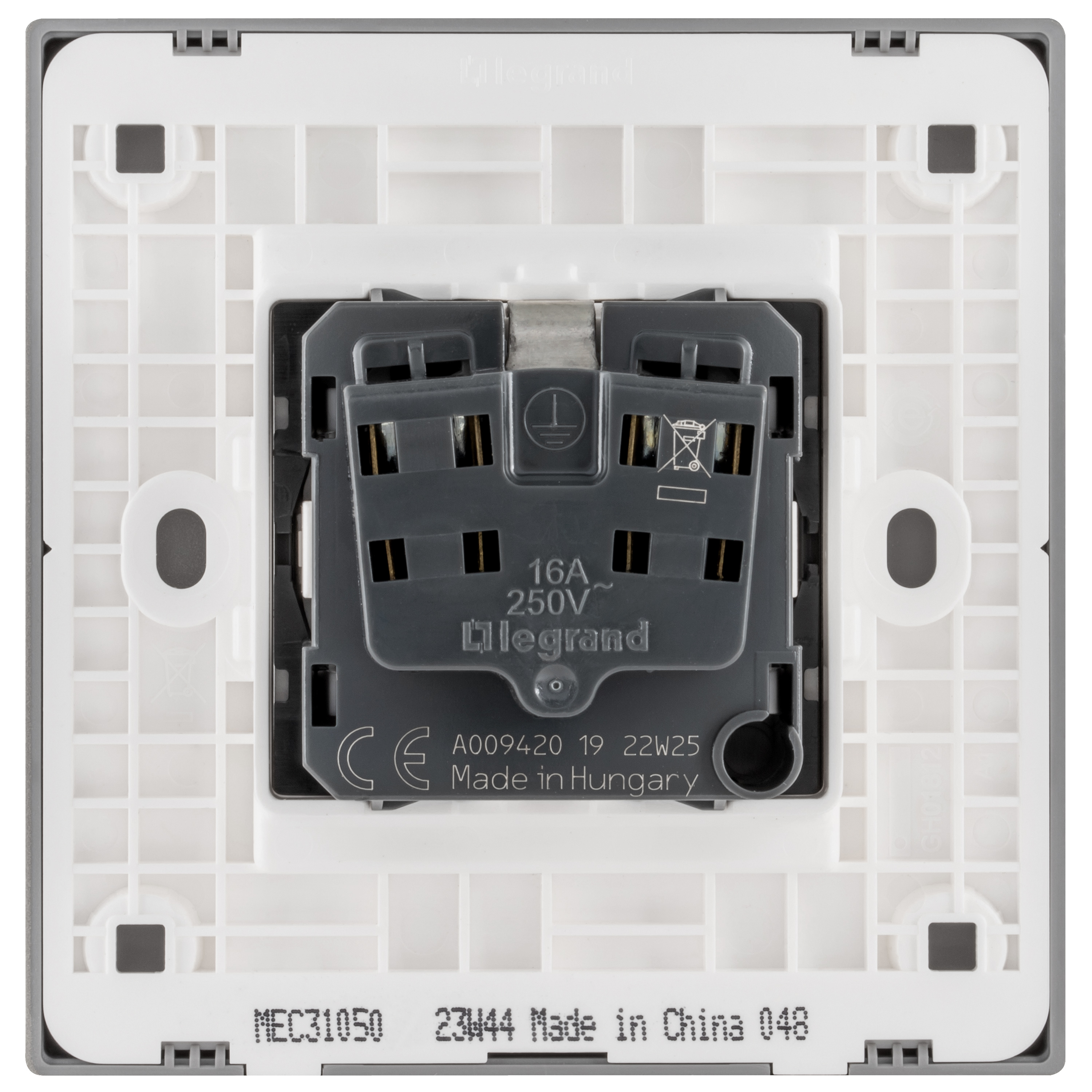 Obria 1 gang German Socket 16A 2 Poles + Earth - Matt Black | MEC31050BL | 3414972670654 | Legrand