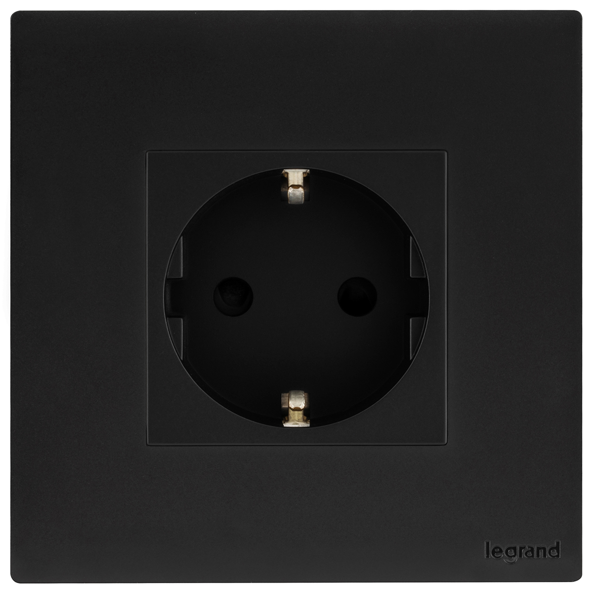 Obria 1 gang German Socket 16A 2 Poles + Earth - Matt Black ...