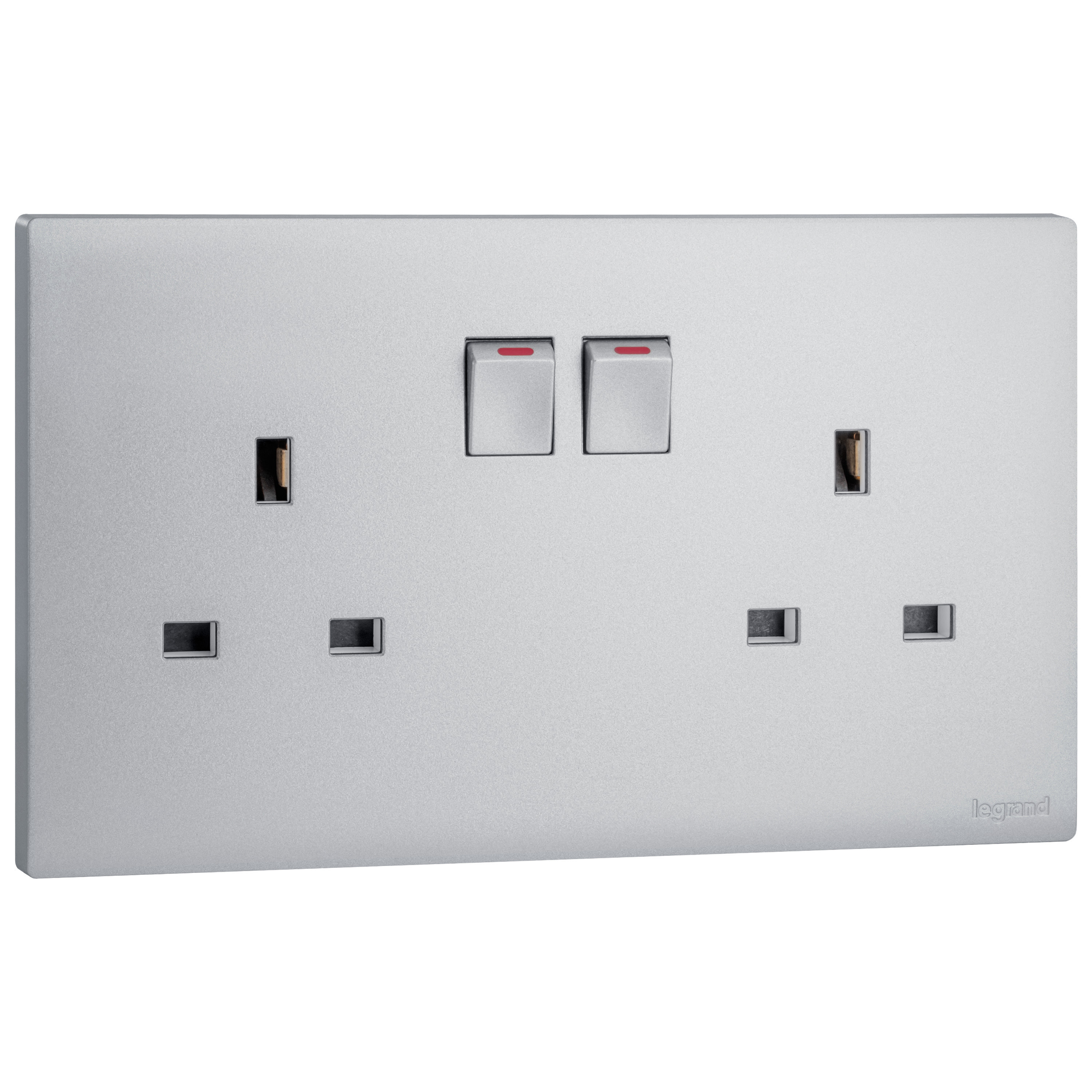 Obria 2 gang BS 13A Sp Switched Socket - Dark Silver | MEC32036SL ...