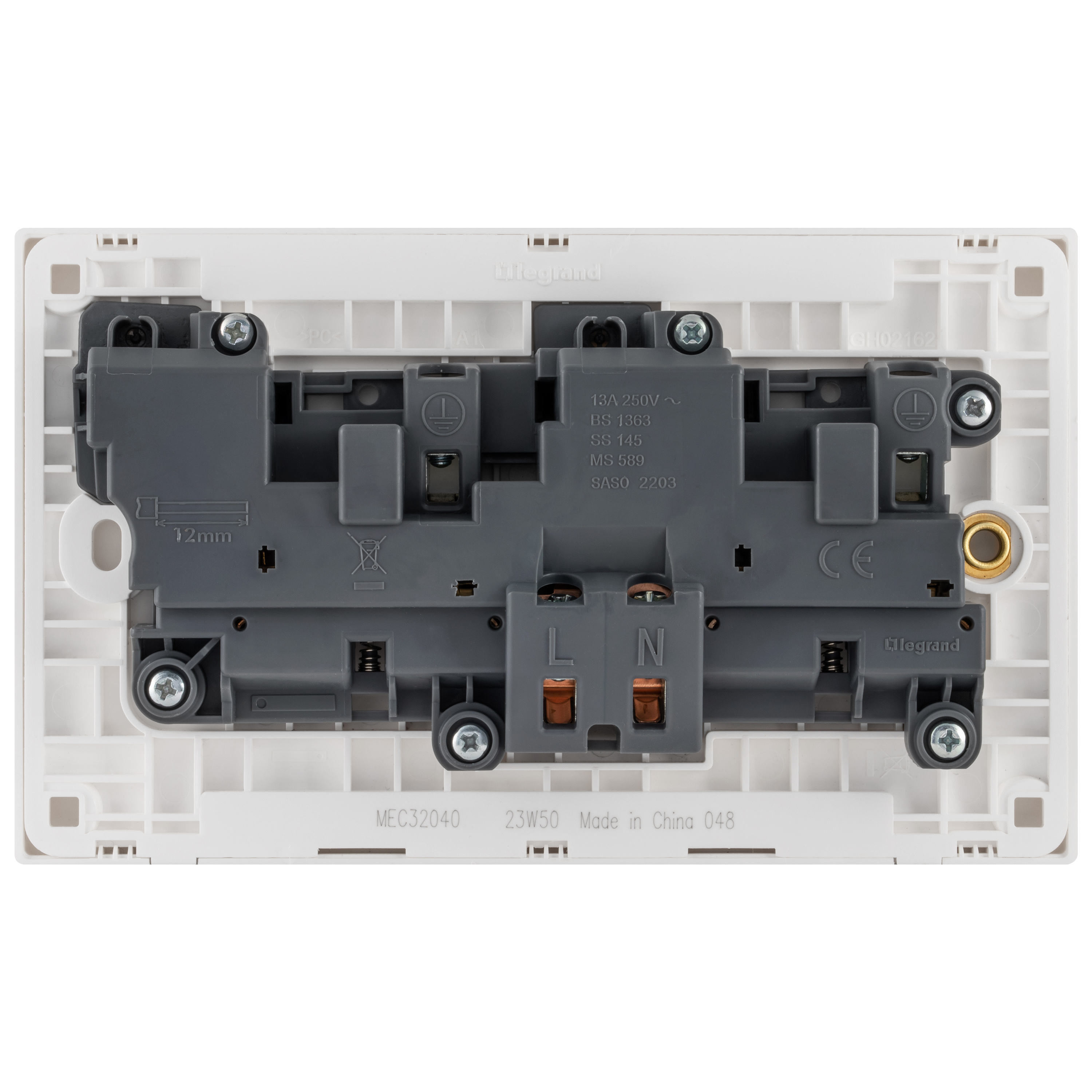 Obria 2 gang BS 13A Dp Switched Socket + 2 Earth Terminal - Matt Black | MEC32040BL ...