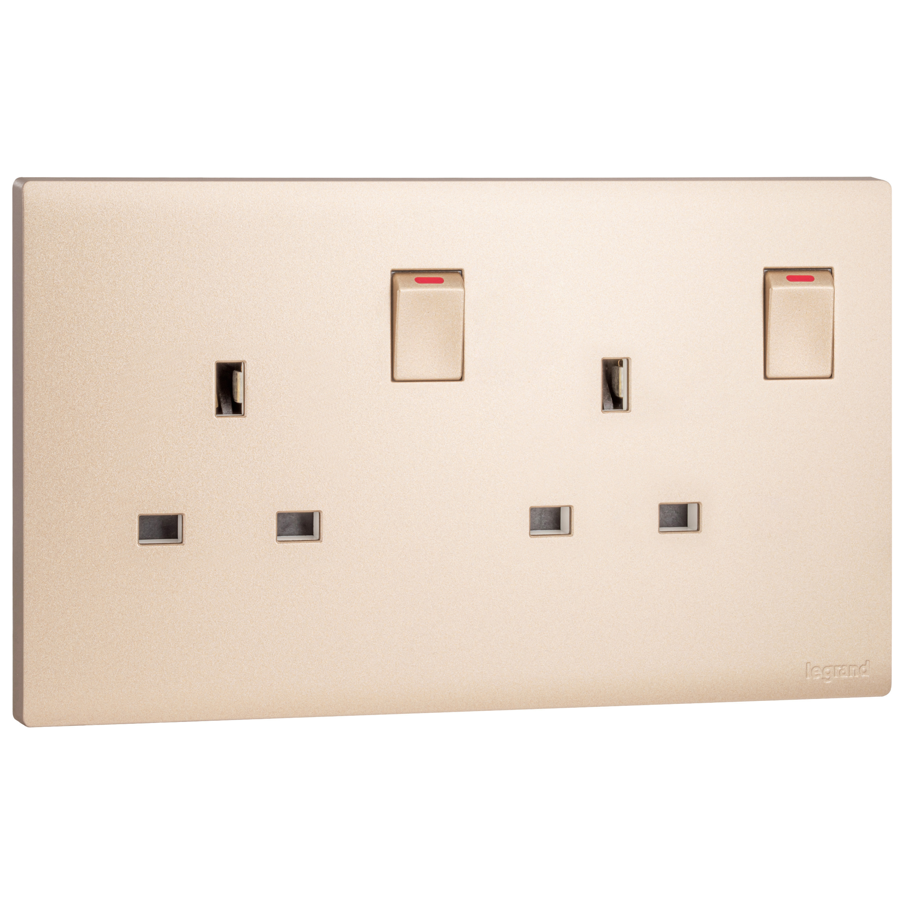 Obria 2 gang BS 13A Dp Switched Socket + 2 Earth Terminal - Rose Gold ...