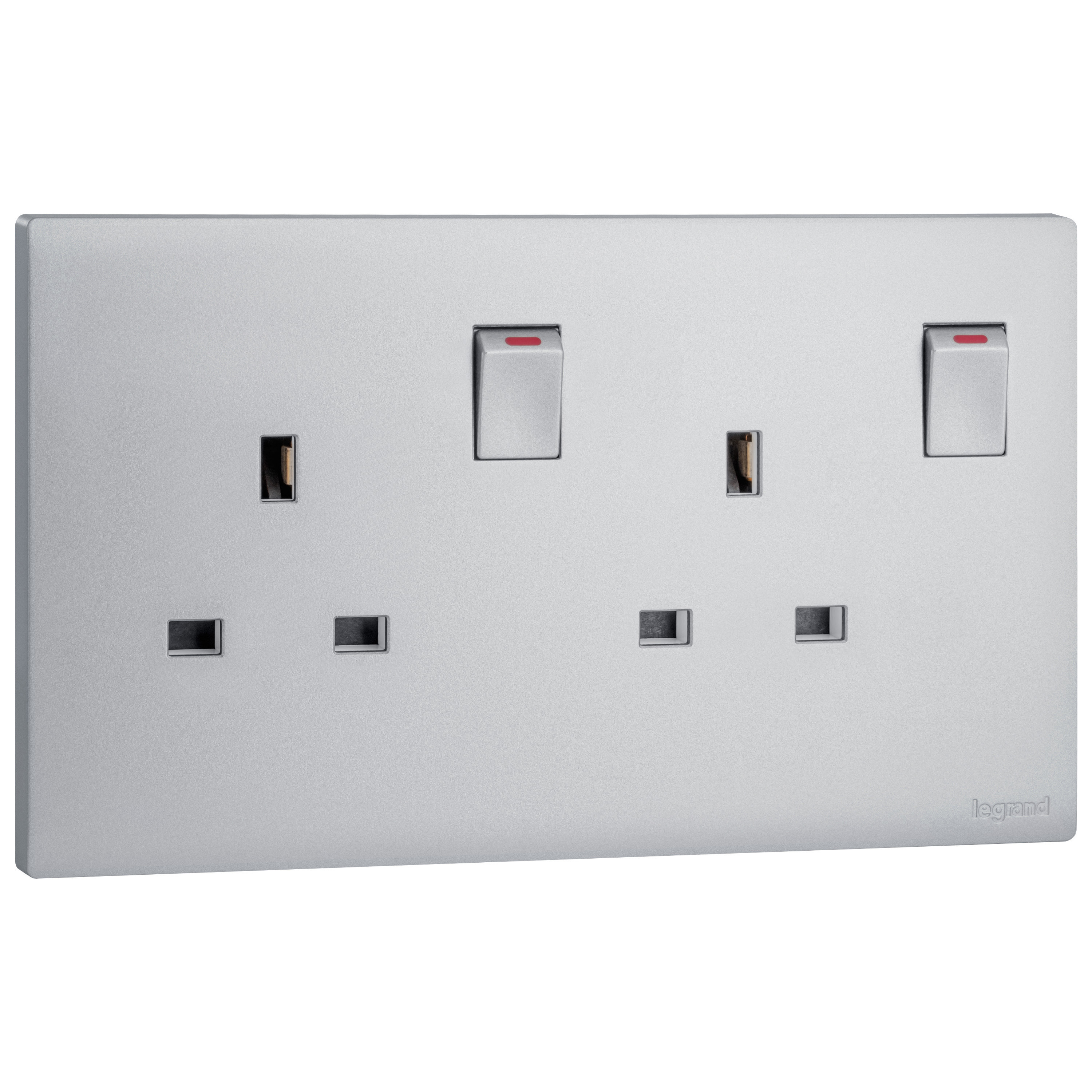 Obria 2 gang BS 13A Dp Switched Socket + 2 Earth Terminal - Dark Silver ...