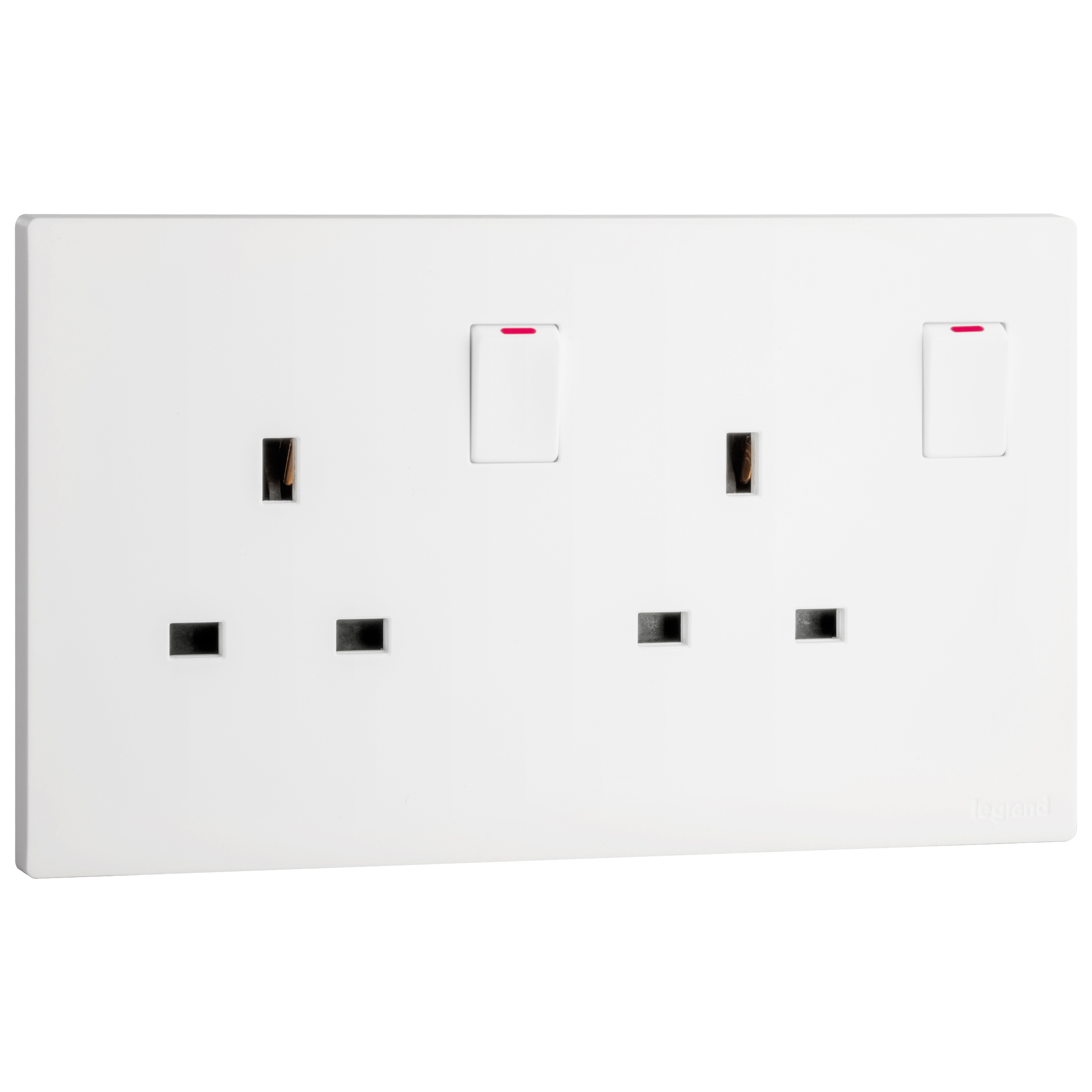 Obria 2 gang BS 13A Dp Switched Socket + 2 Earth Terminal - Matt White ...