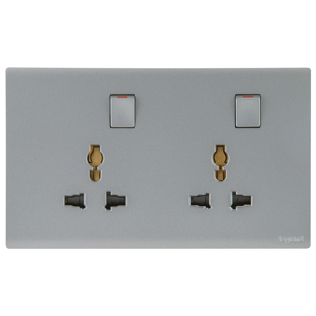 Obria 2 gang 16A Multistandard Switched Socket - Dark Silver ...
