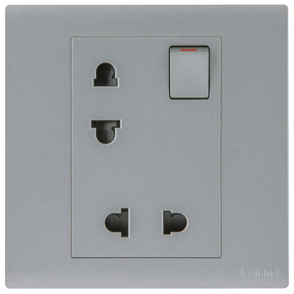 Obria 1 gang Euro-Us 16A Duplex 2 Poles Switched Socket - Dark Silver ...