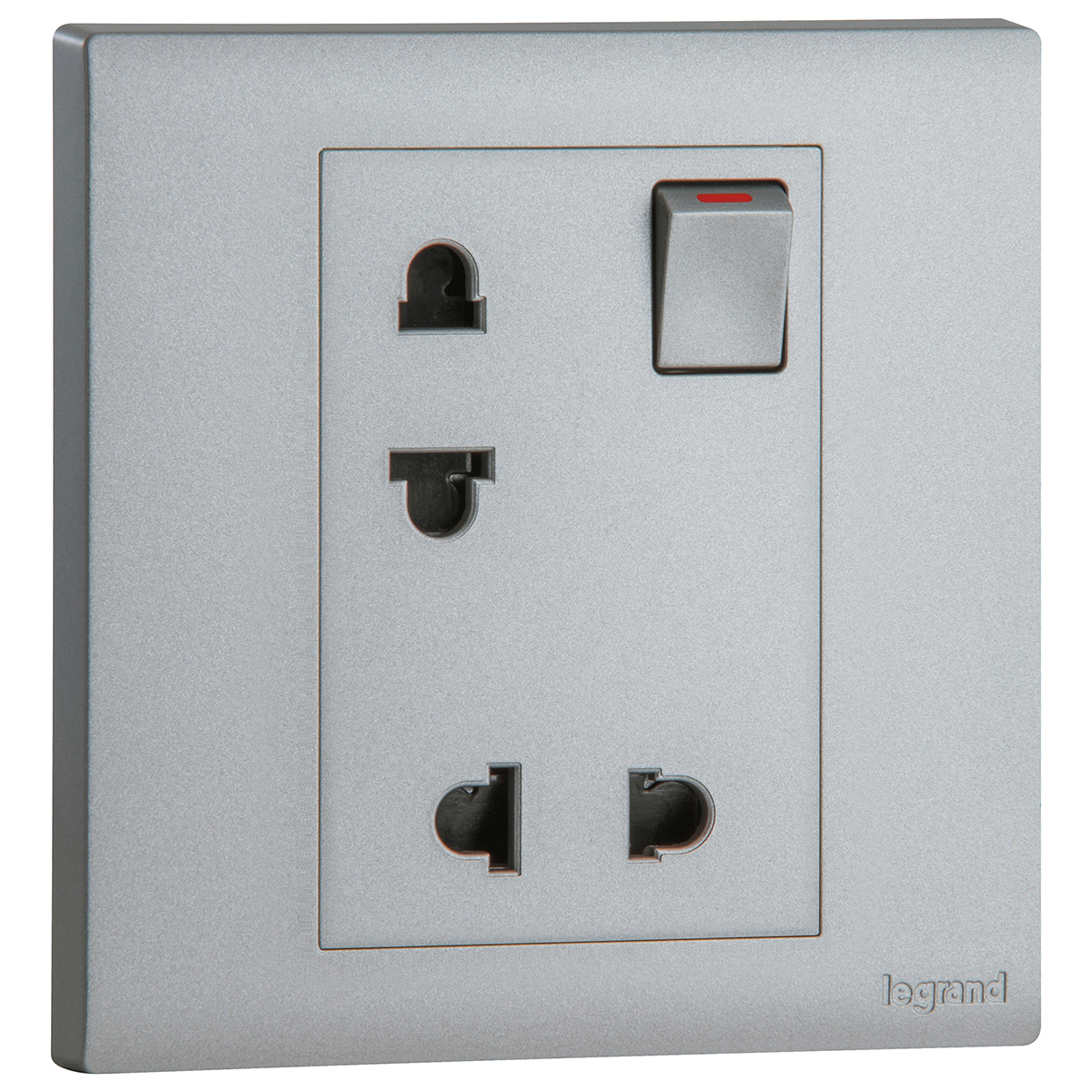 Obria 1 gang Euro-Us 16A Duplex 2 Poles Switched Socket - Dark Silver ...