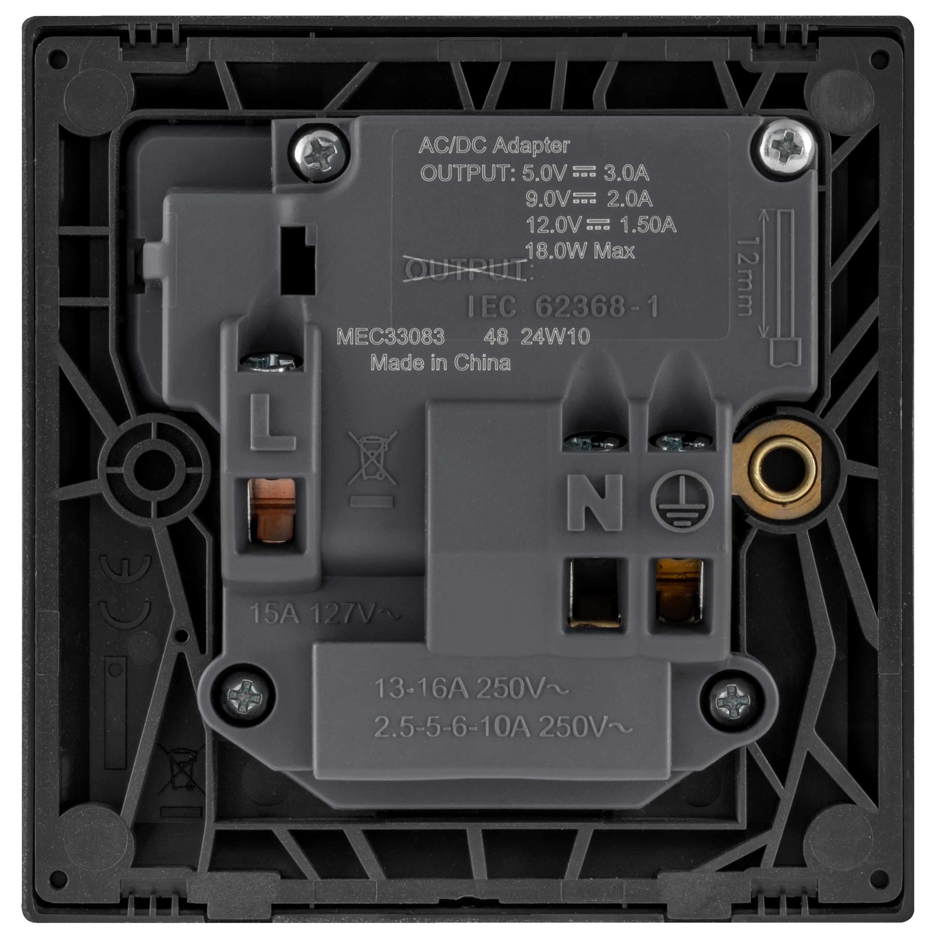 Obria 1 gang 16A Multistandard Switched Socket + Usb Type C 18W - Matt ...