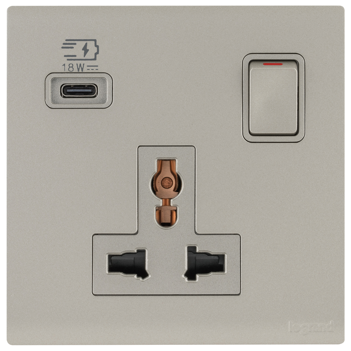 Obria 1 gang 16A Multistandard Switched Socket + Usb Type C 18W ...