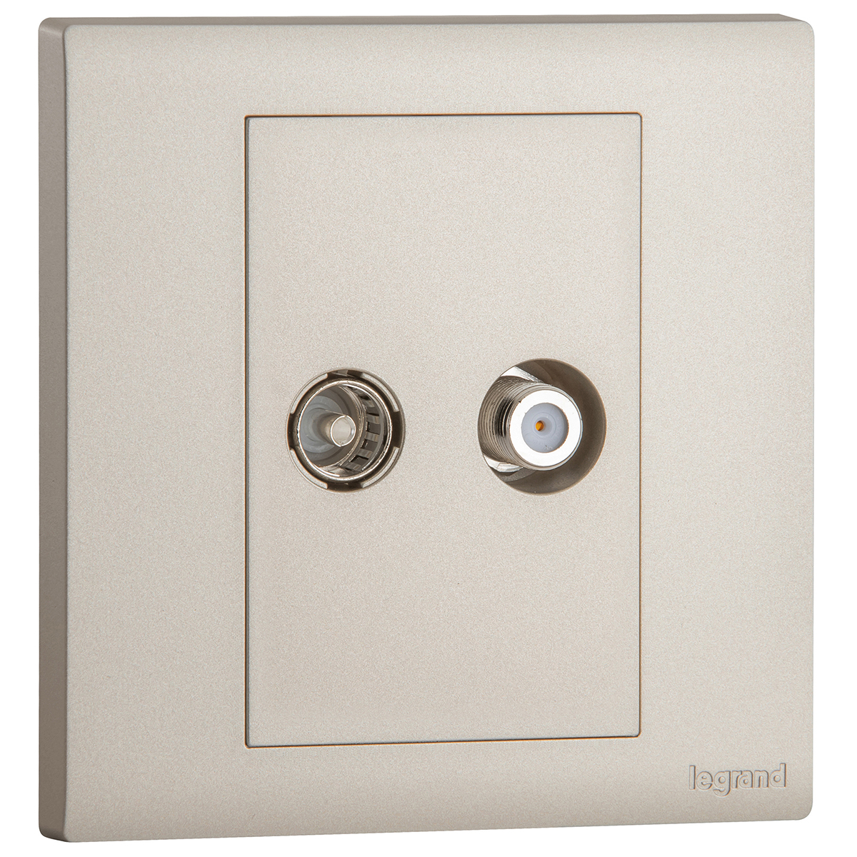 Obria Double TV Socket Female + "F" Type - Champagne | MEC41069CH ...