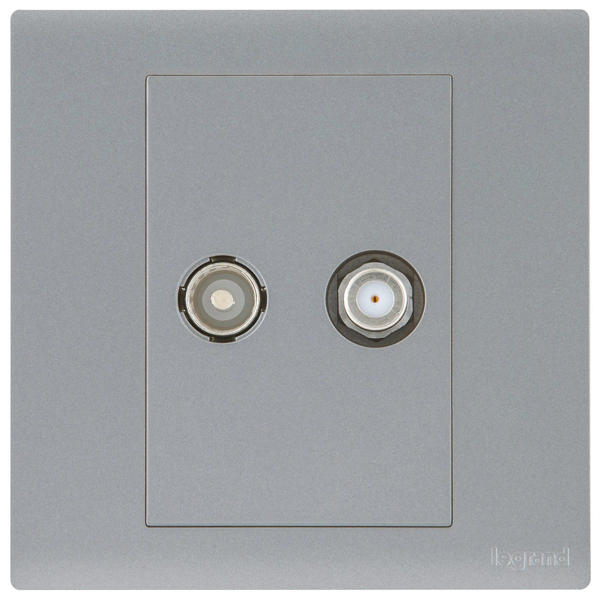 Obria Double TV Socket Female + "F" Type - Dark Silver | MEC41069SL ...