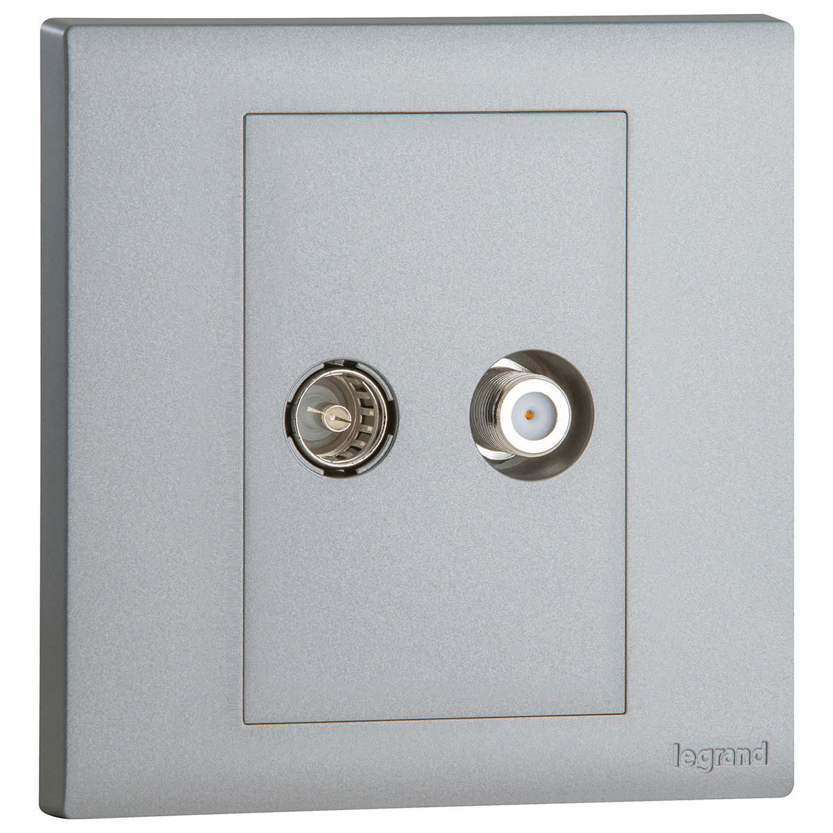Obria Double TV Socket Female + "F" Type - Dark Silver | MEC41069SL ...