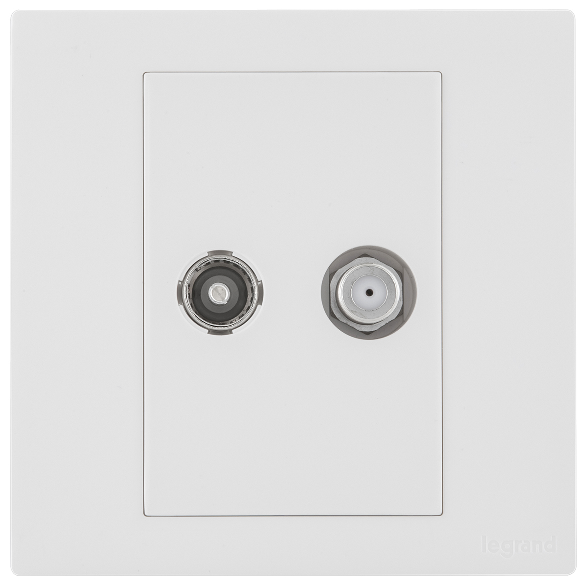 Obria Double TV Socket Female + "F" Type - Matt White | MEC41069WH ...