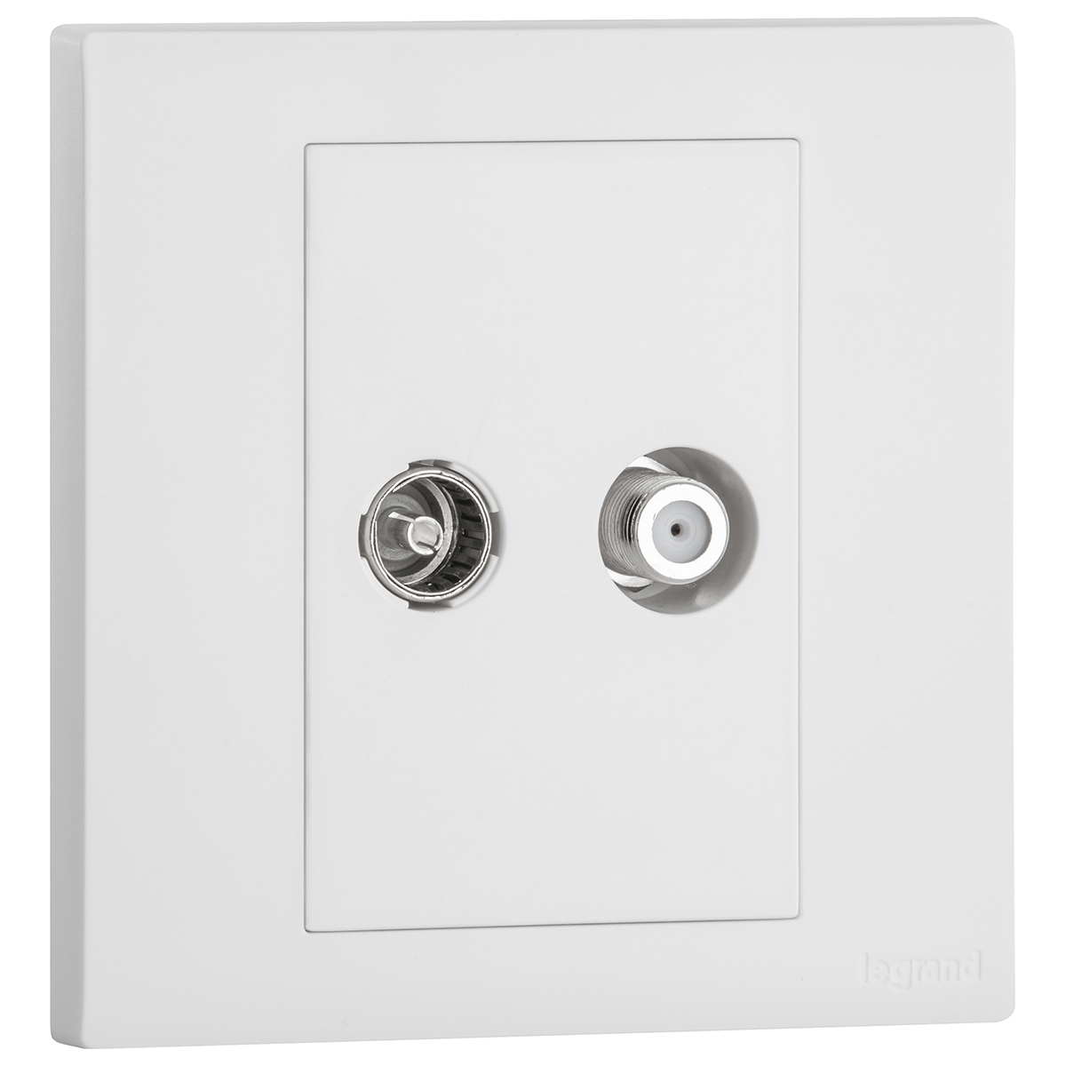 Obria Double TV Socket Female + "F" Type - Matt White | MEC41069WH ...