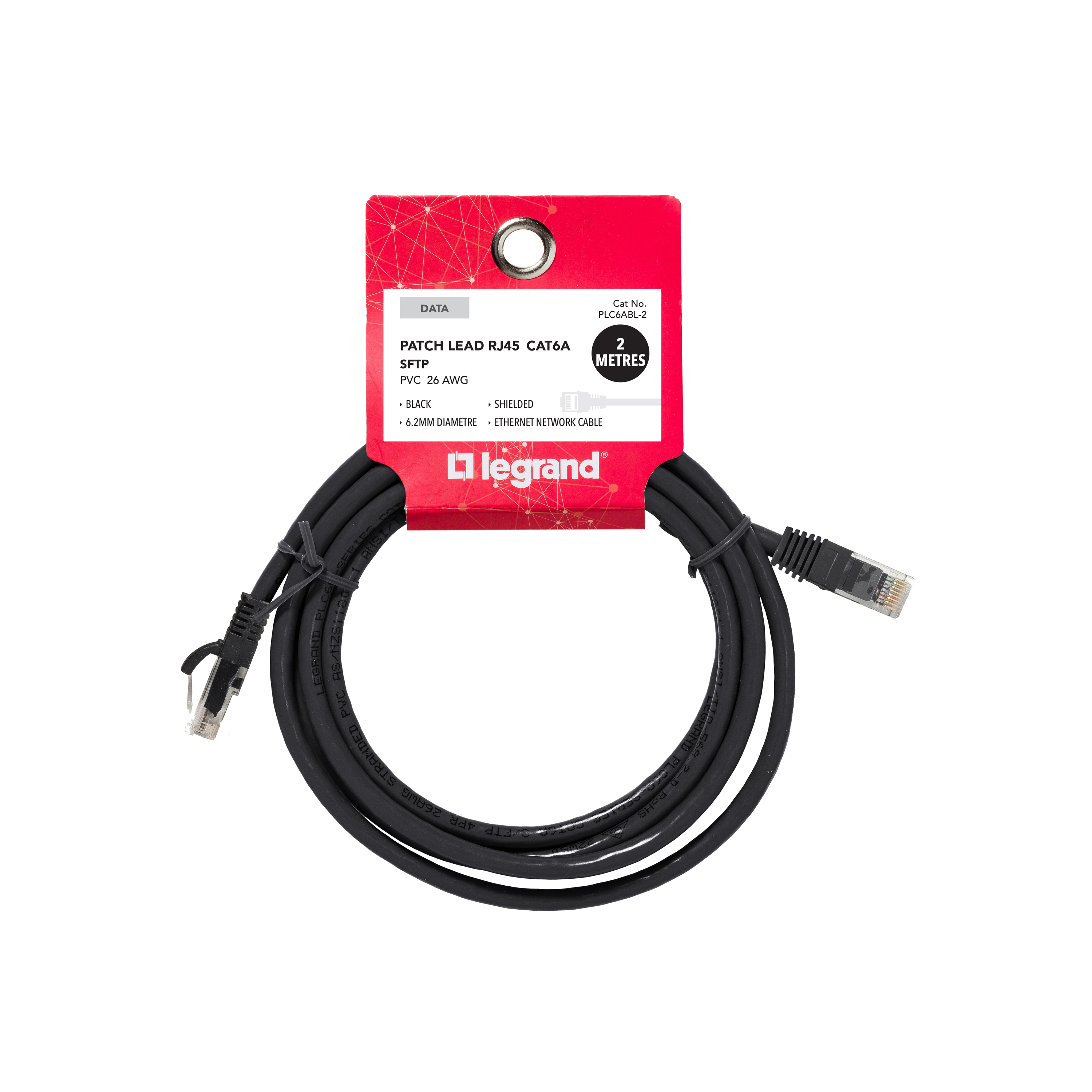 Legrand Cat6A RJ45 SFTP Patch Lead 2m Black | PLC6ABL-2 | 9321001512042 ...