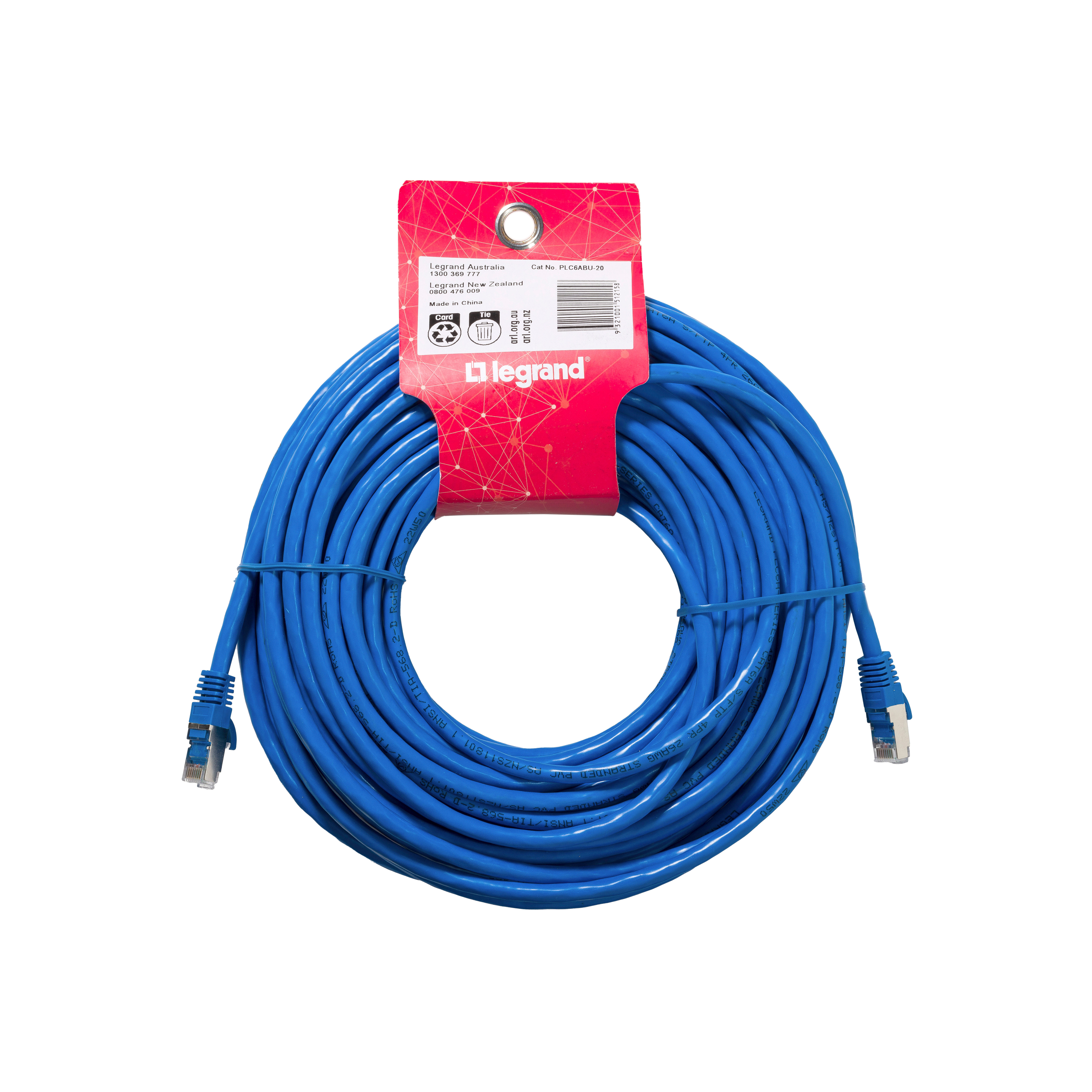 Legrand Cat6A RJ45 SFTP Patch Lead 20m Blue | PLC6ABU-20 ...