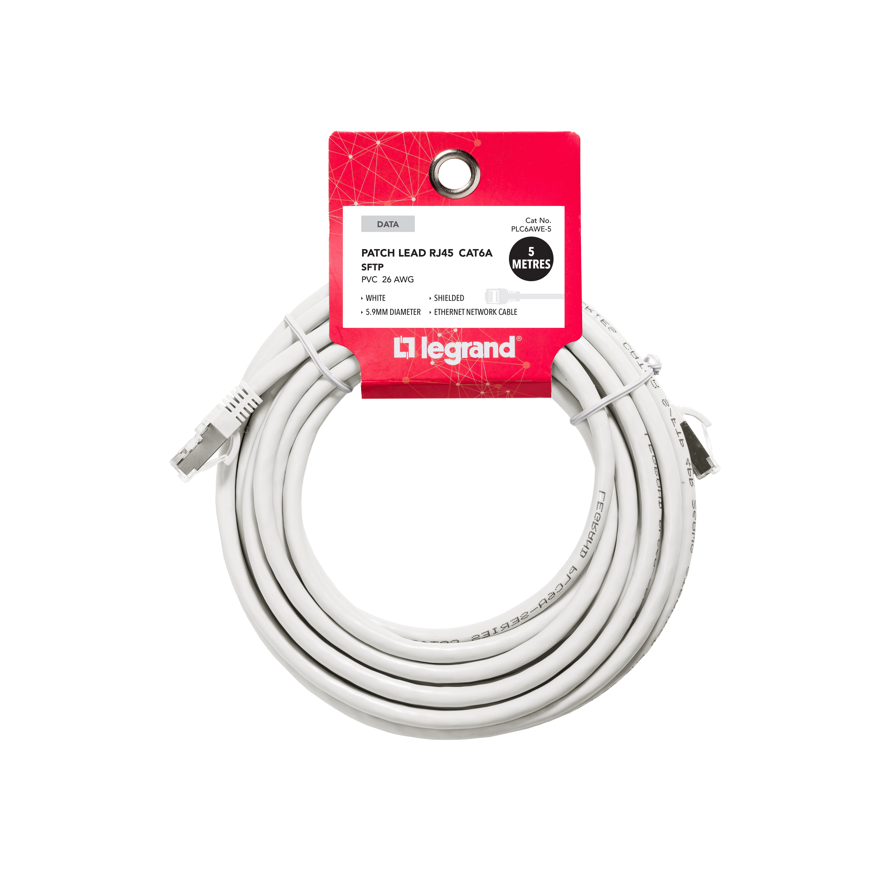 Legrand Cat6A RJ45 SFTP Patch Lead 5m White | PLC6AWE-5 | 9321001512271 ...