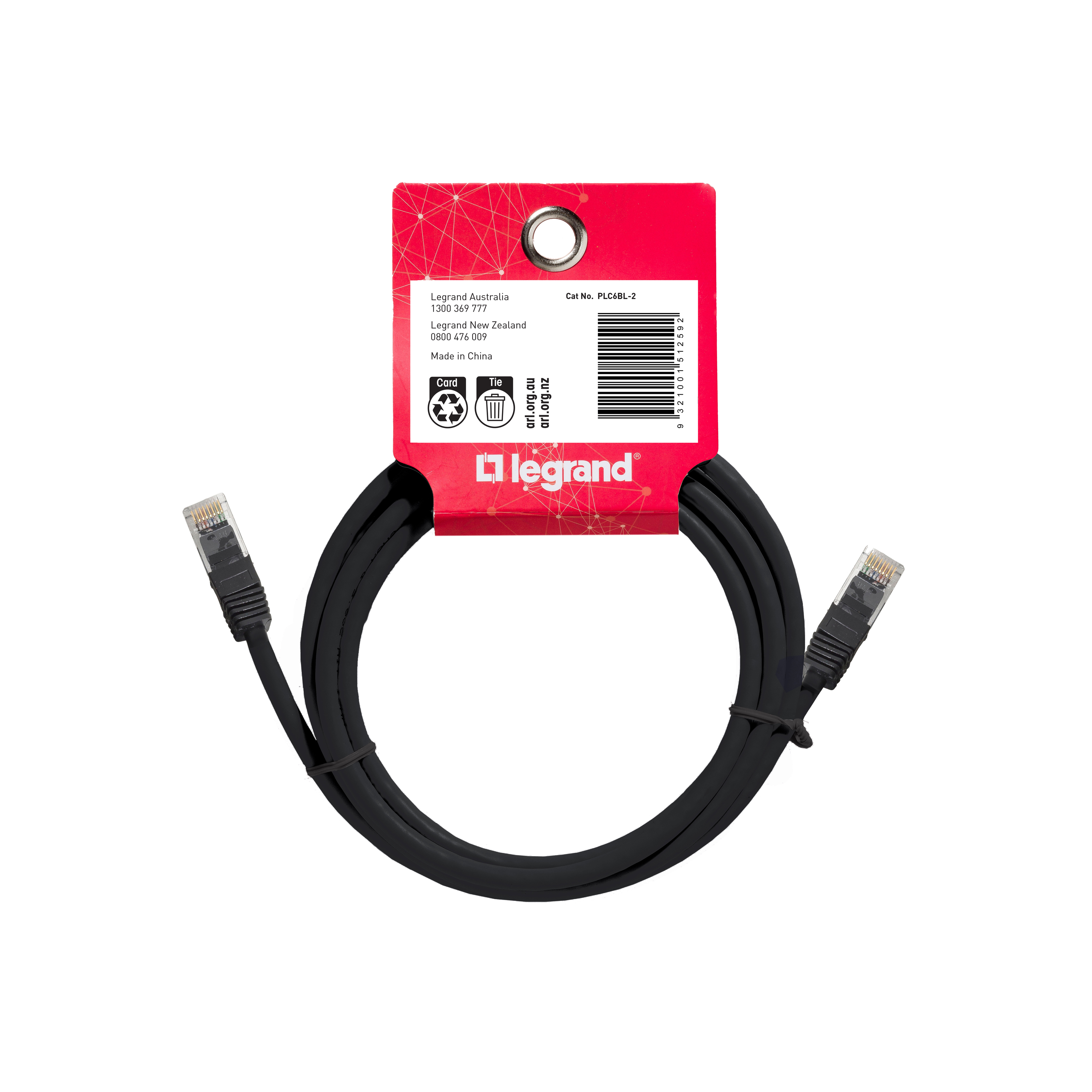Legrand Cat6 RJ45 UTP Patch Lead 2m Black | PLC6BL-2 | 9321001512592 ...