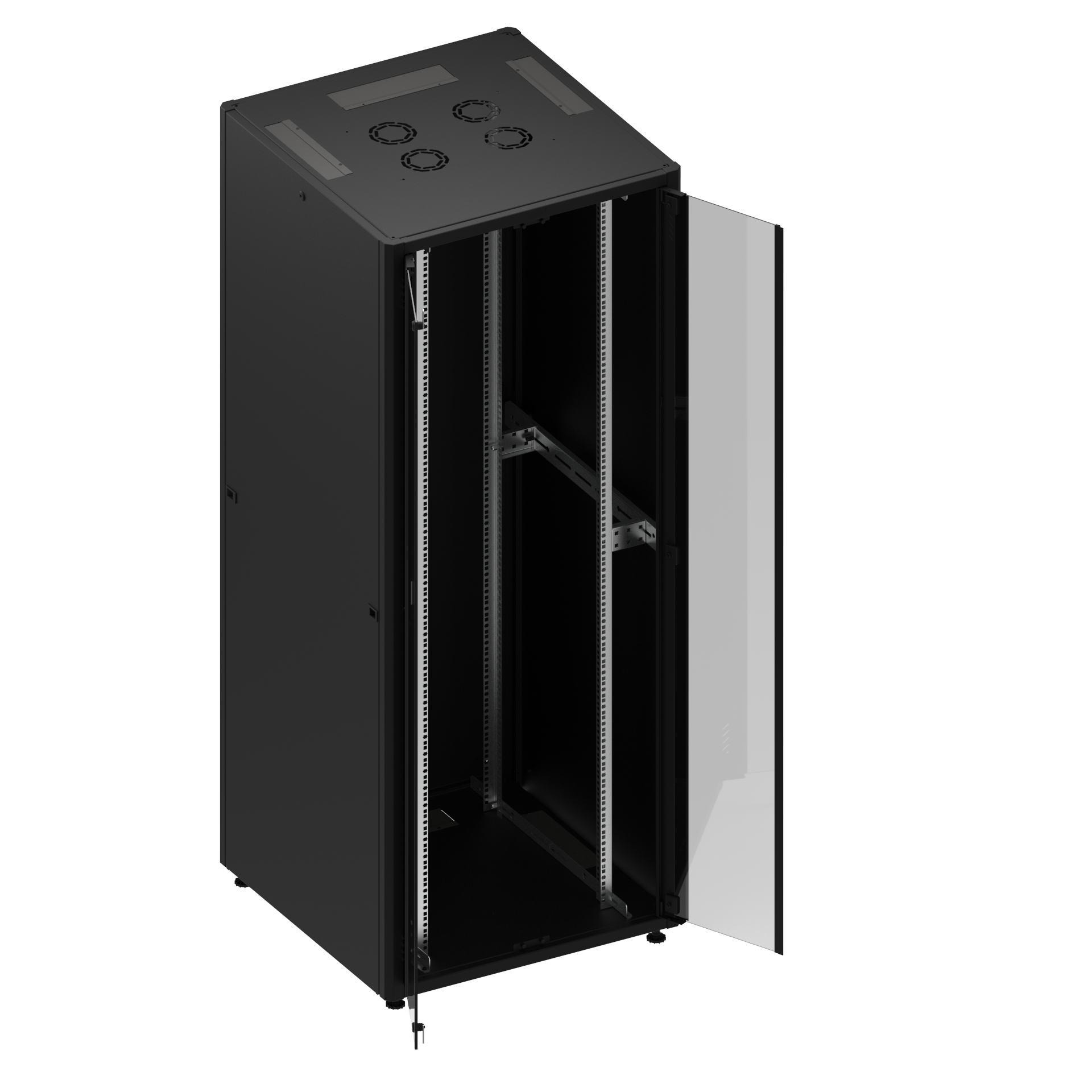 Server cabinet 42U 780x1000 with front glass door and rear metal door ...