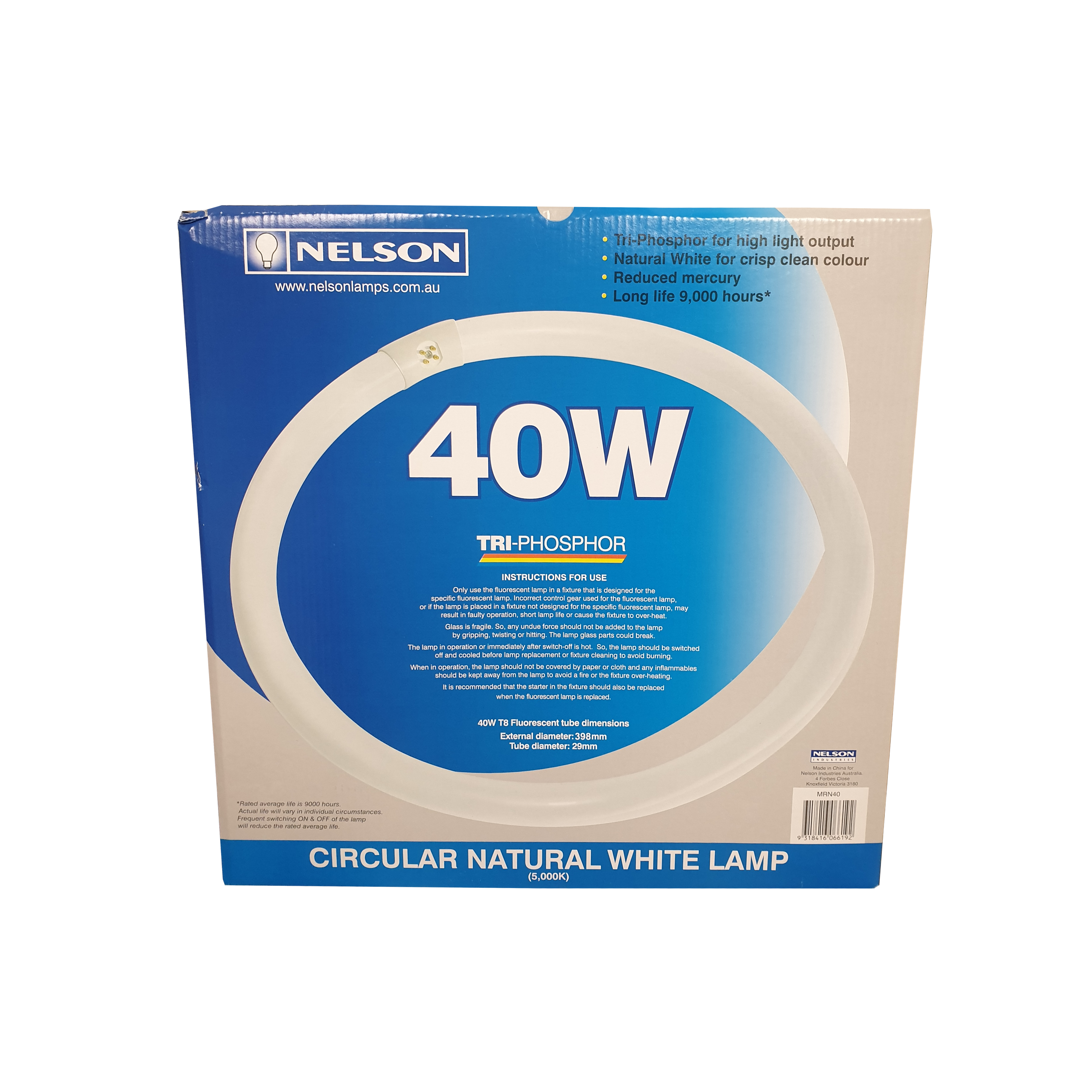 Nelson T8 40W Natural White Circular Fluorescent Lamp | MRN40 ...