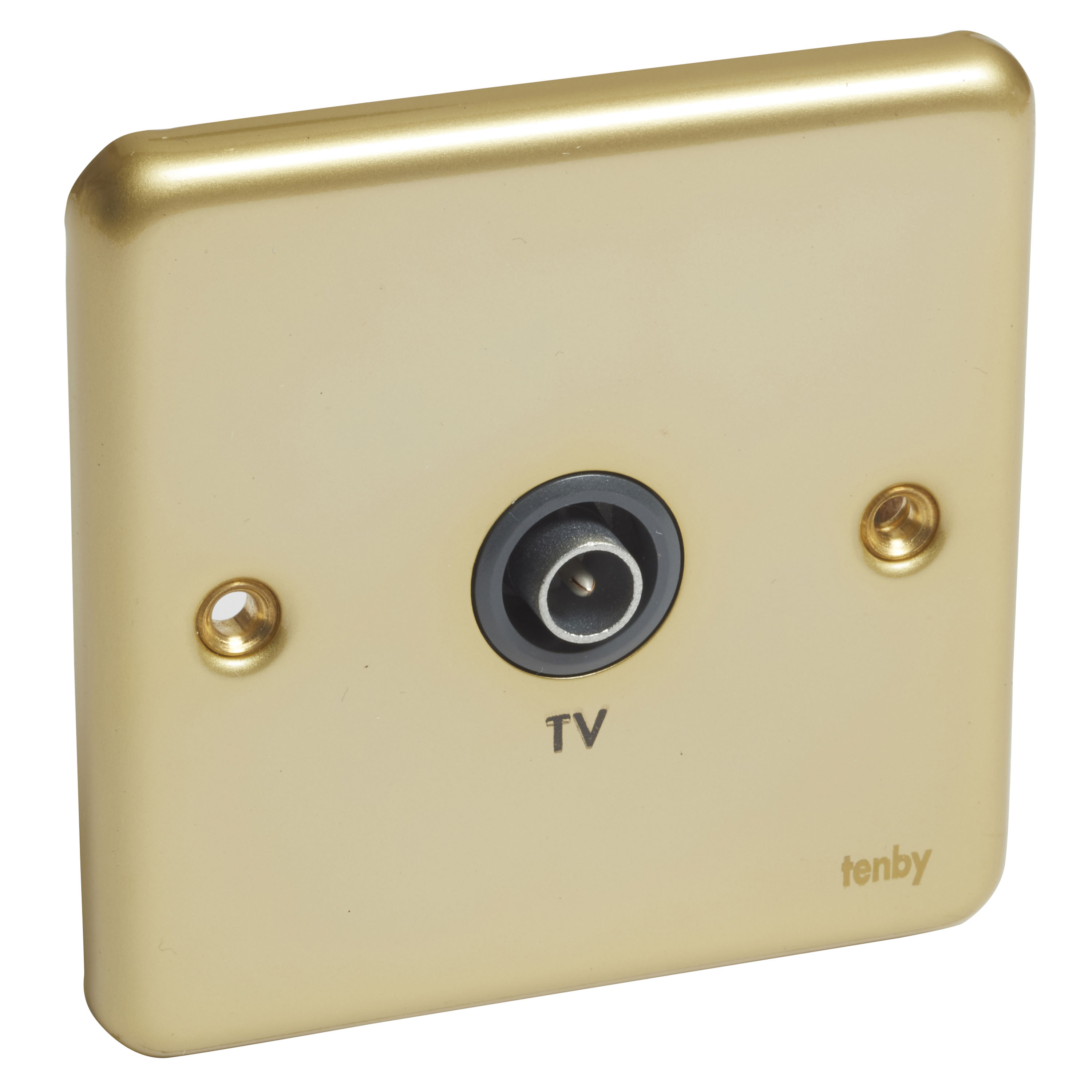 Synergy single male TV socket Satin Brass | 748271 | 3414970729576 | Tenby