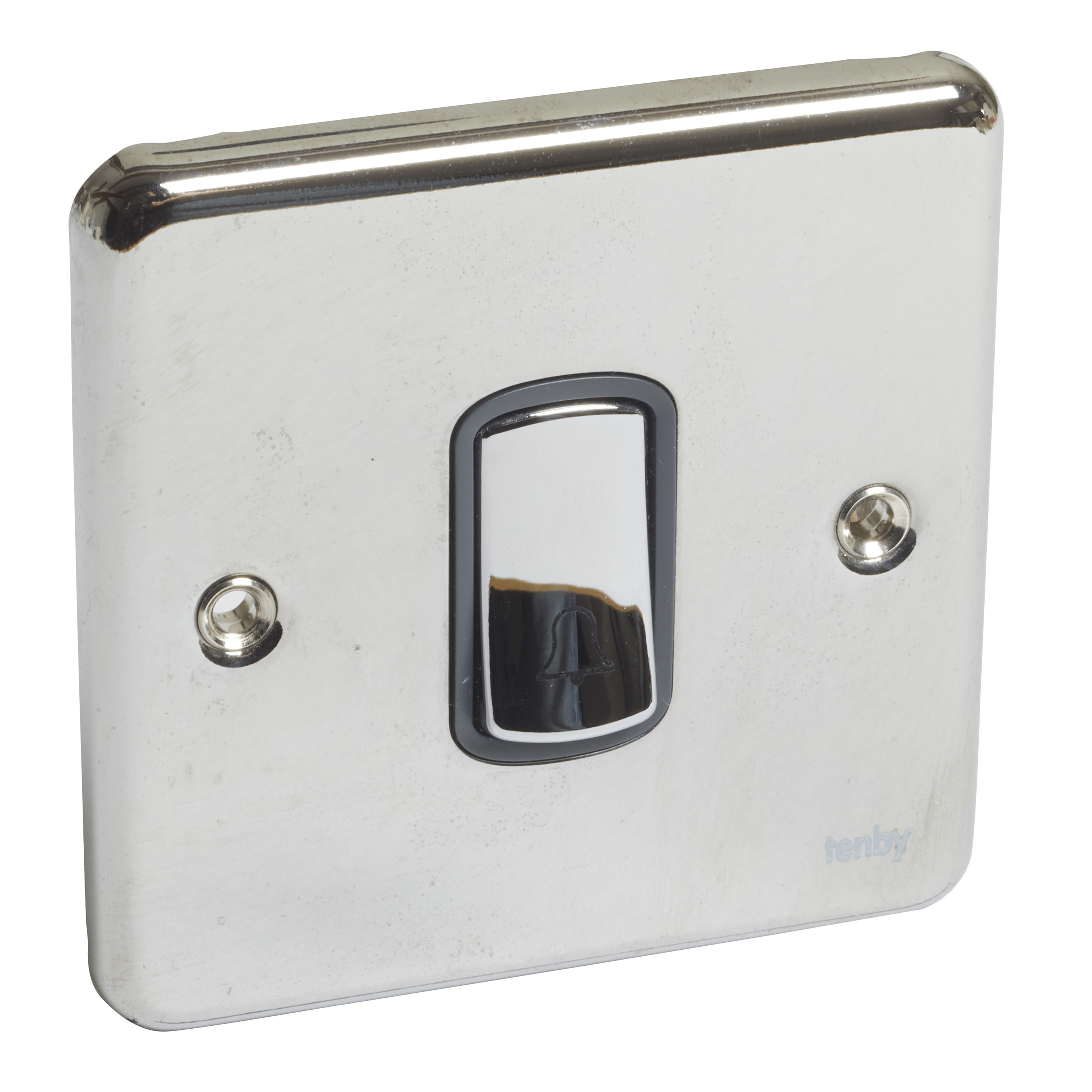 Synergy 1 gang 1-way push button with bell symbol - 10A- Polished ...