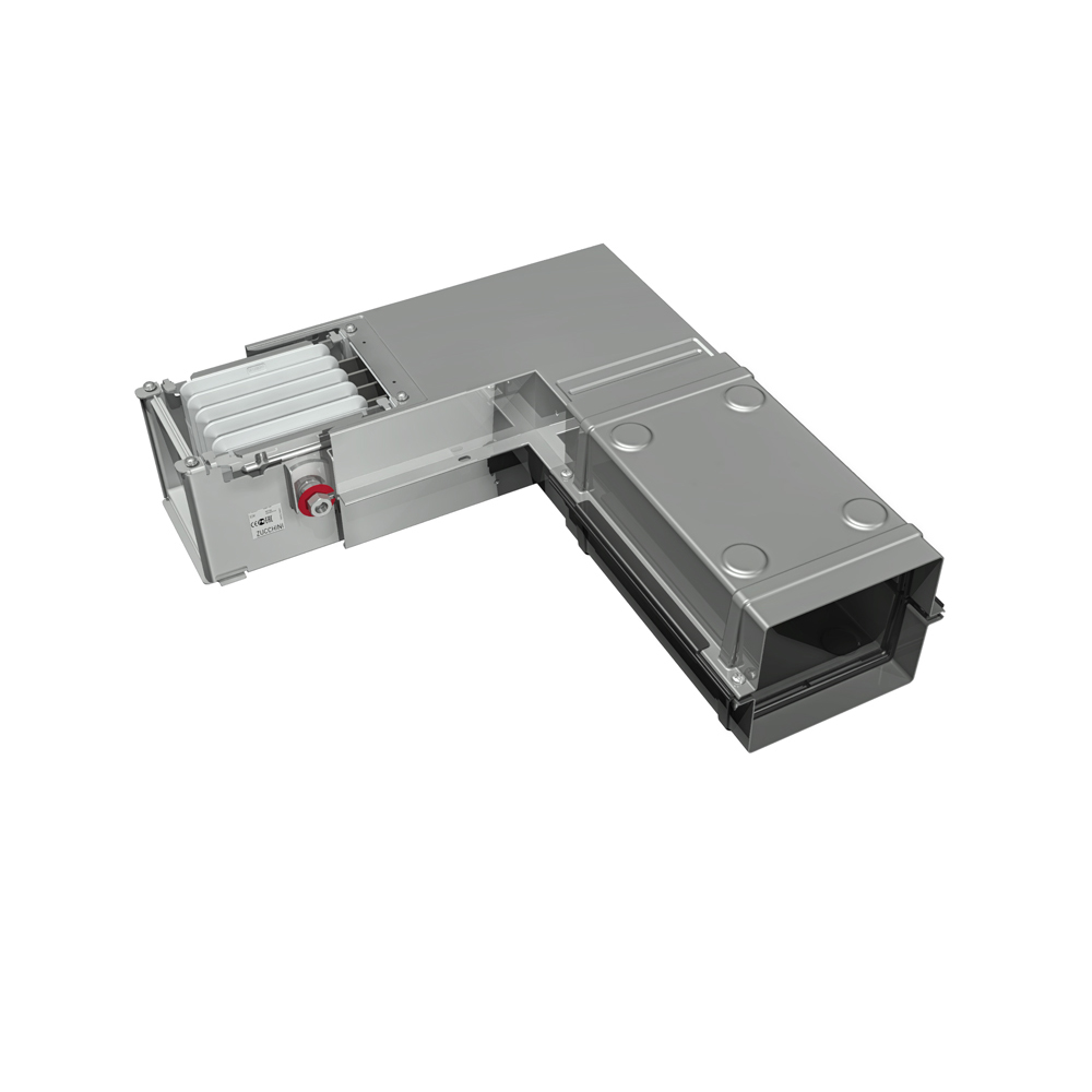 XCM Hoek vertikaal rechts 300+300 mm voor rails 4 geleiders Alu 400A ...